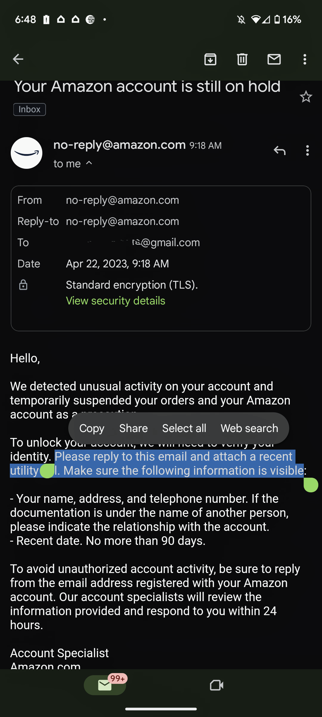 Amazon把我账户on hold了，还让我给no-reply@amazon.com回复 - 信用分数 - 美卡论坛