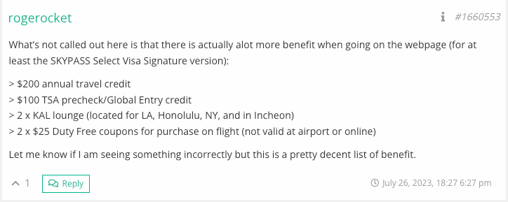 USB Korean Air Skypass Visa Card - 信用卡 - 美卡论坛