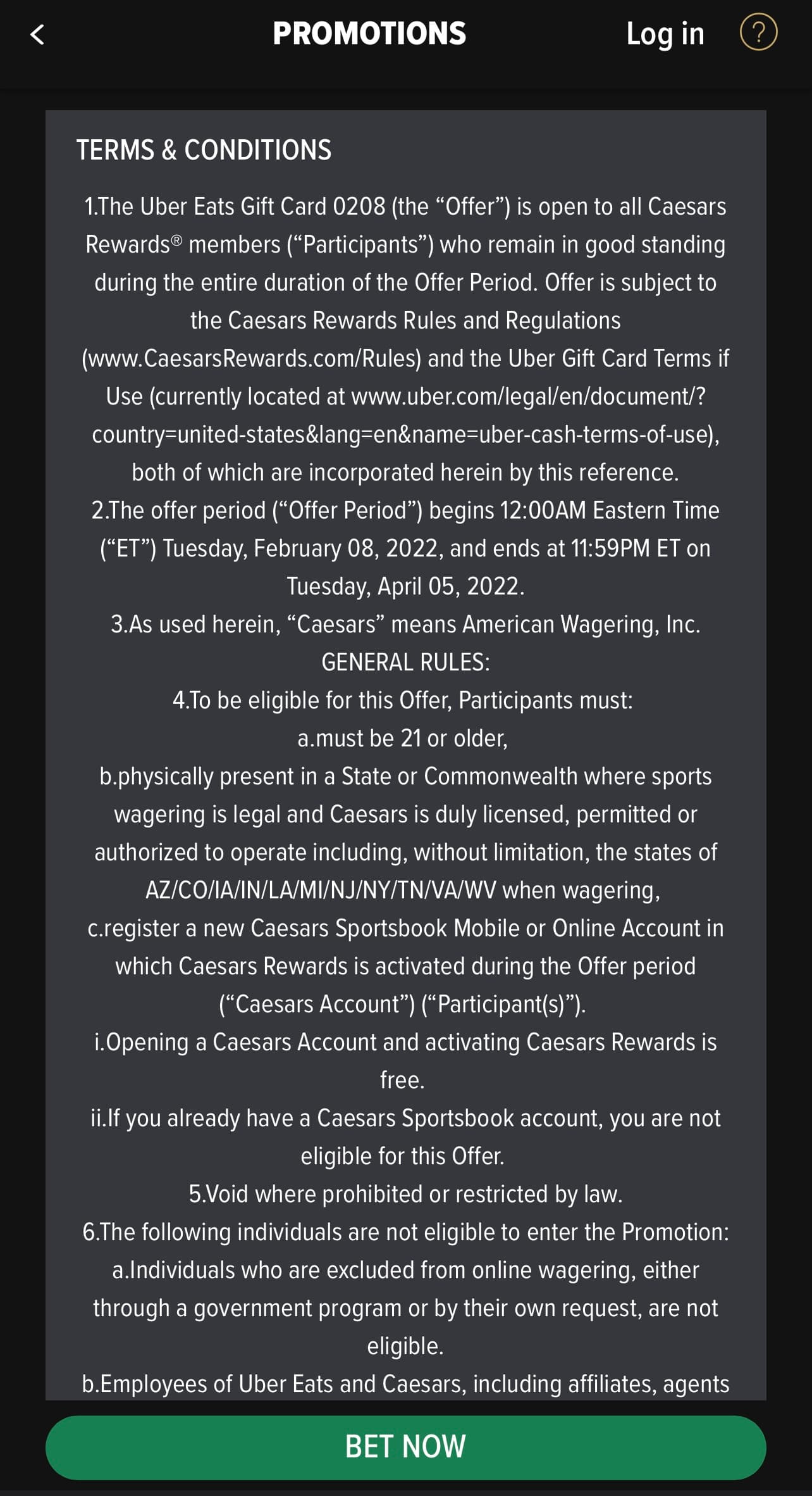 Caesar家的offer？ $250 Uber Eats礼卡 - 玩卡 - 美卡论坛